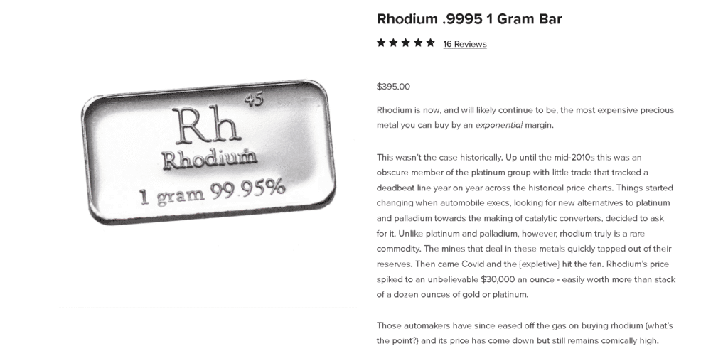 Rhodium Coins and Bars- Do These Exist or Not?